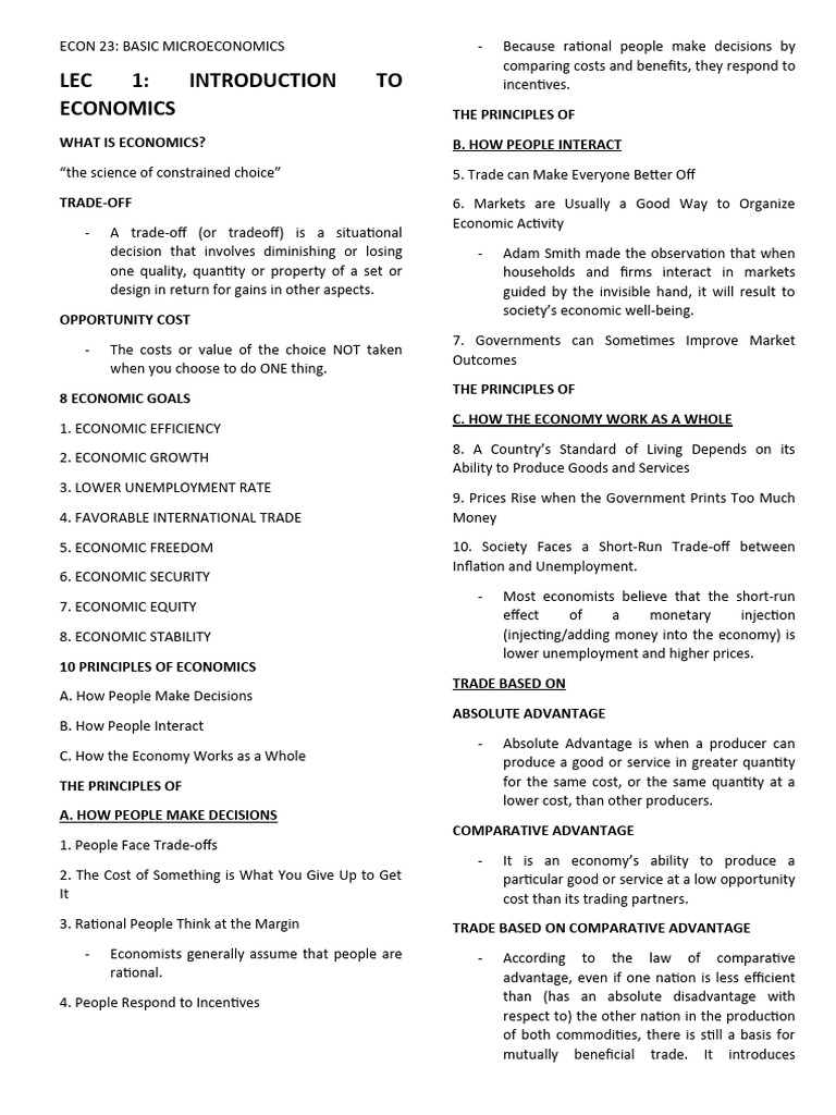 Lec1 Basic Micro Pdf Economics Economic System