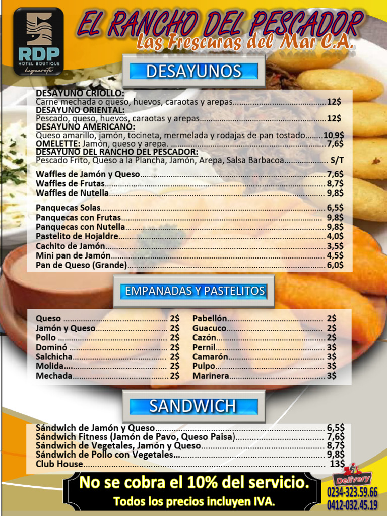 Menu Rancho Del Pescador 2023 | PDF | Mariscos | Pizza
