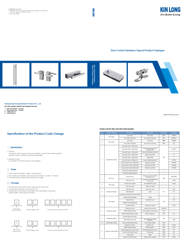 2022 KIN LONG Door Control Hardware Typical Product Catalogue | PDF ...