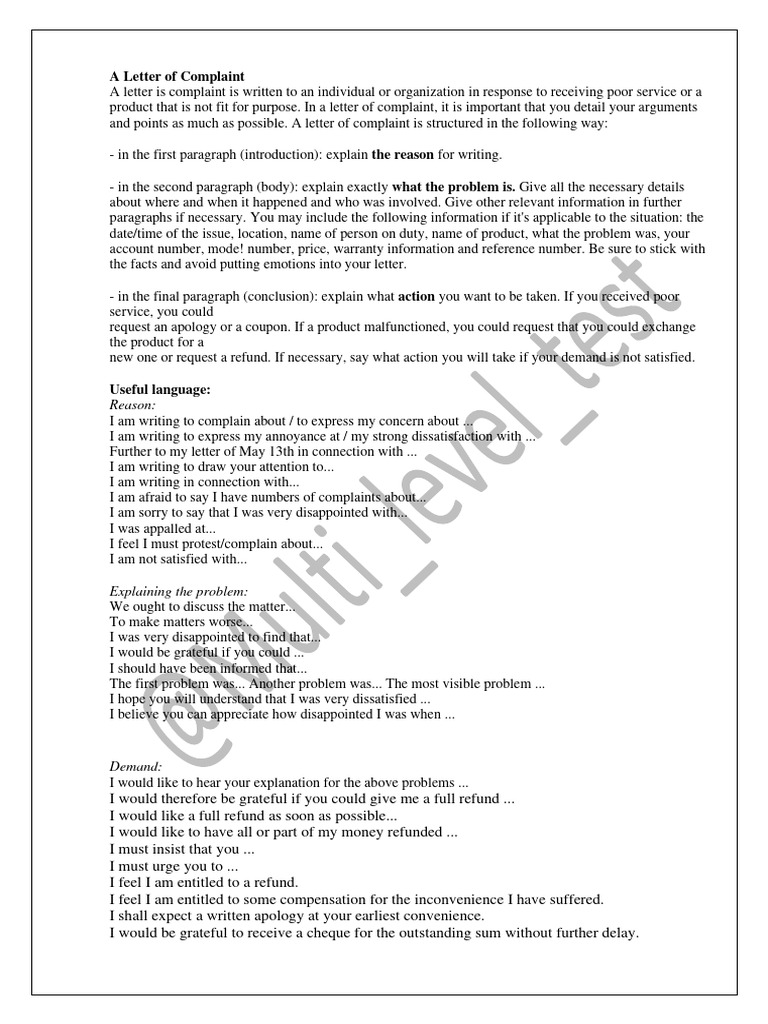 @multi Level Test Complaint Letter | PDF | Law