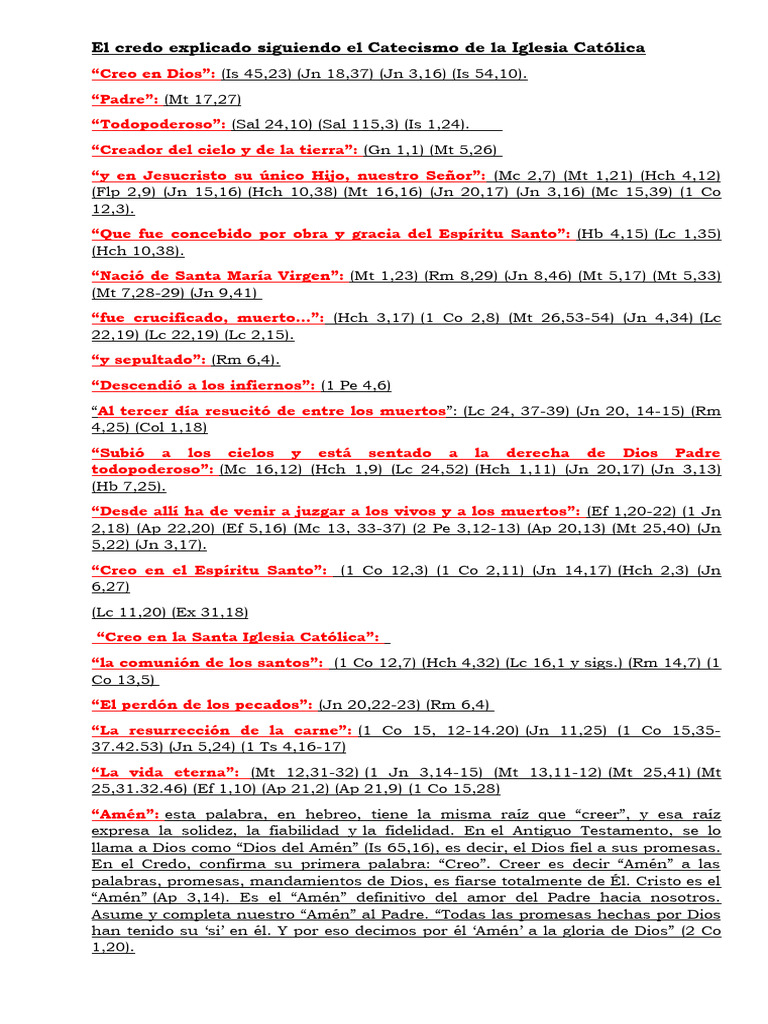 El Credo Explicado Solo Citas Biblicas | PDF