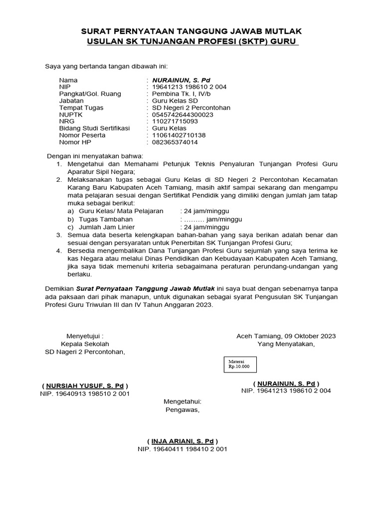 SPTJM Guru Sertifikasi | PDF