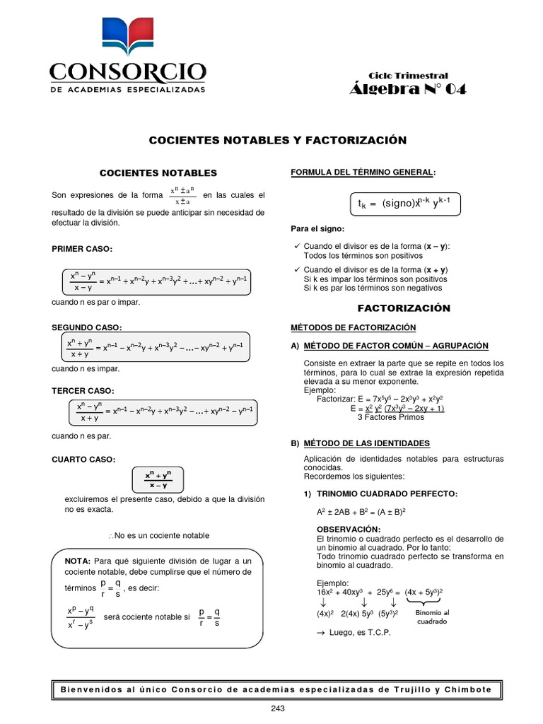 5D - Sem 04 - Álgebra - PR | PDF | Factorización | Números