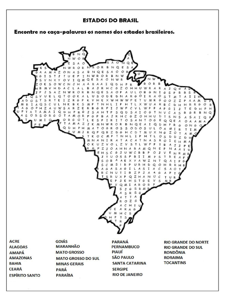Caça Palavras de Geografia Estados | PDF Caça Palavras de Geografia Estados | PDF