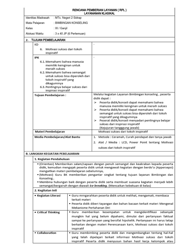 RPL Dan Materi BK - Motivasi Belajar Dari Tokoh Inspiratif | PDF ...