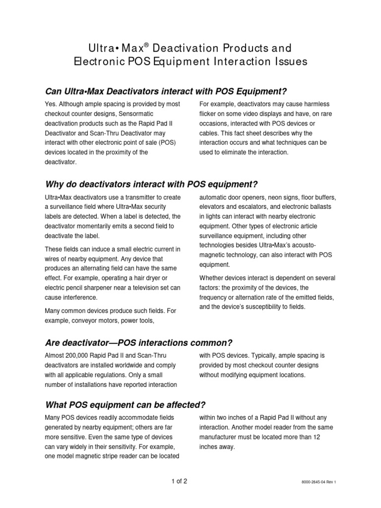 UltraMax Deactivator Products and POS Equipment Frequently Asked ...