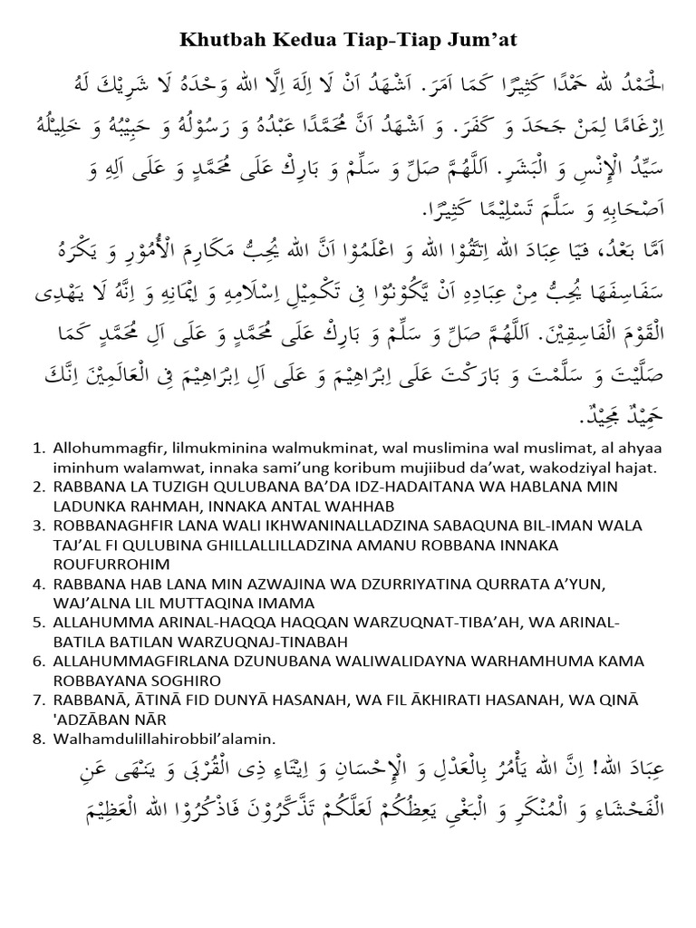 Khutbah Kedua Tiap Jumat-Arab Latin | PDF
