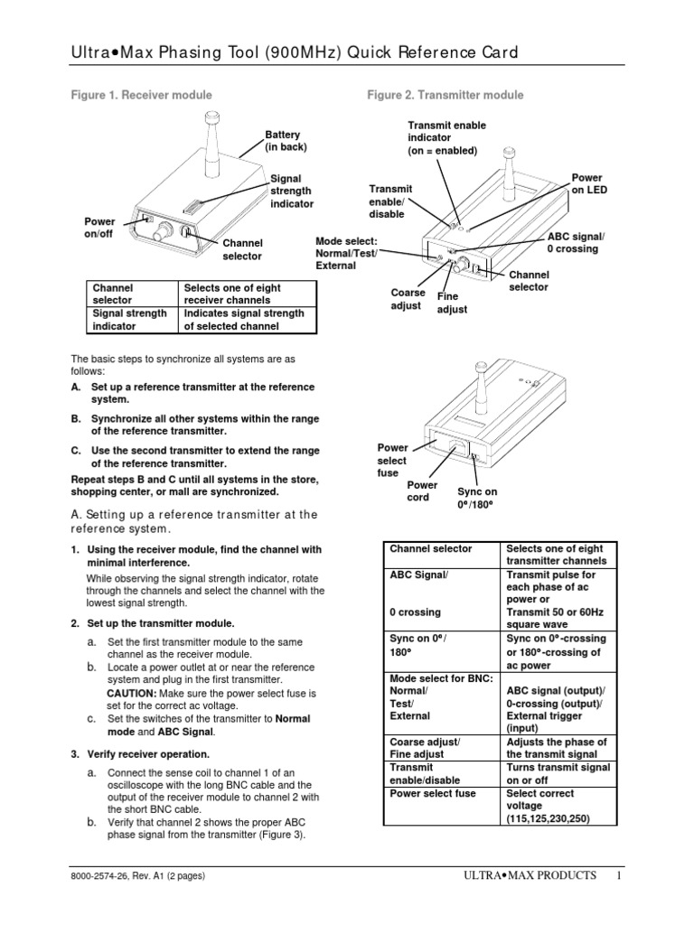 UltraMax Phasing Tool 900MHz Quick Reference Card 8k257426 | PDF ...
