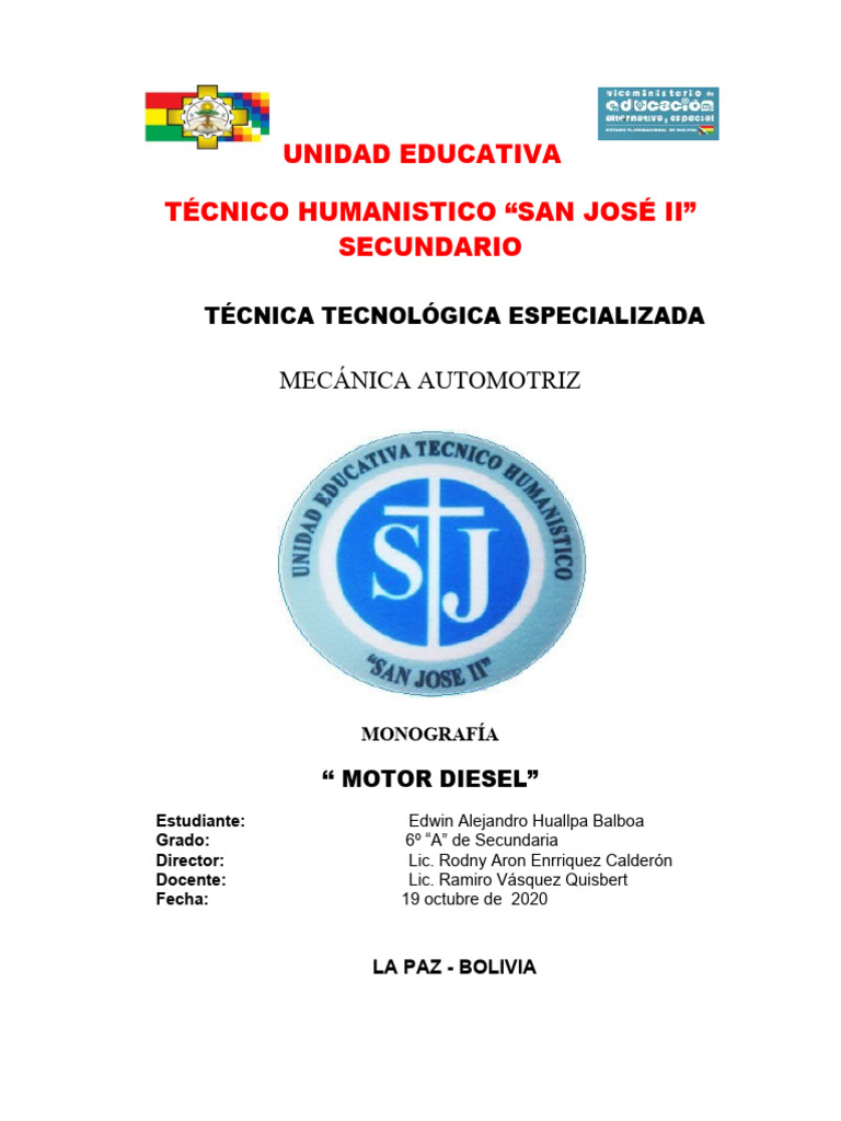 Monografia Del Motor A Diesel | PDF | Pistón | Motor diesel