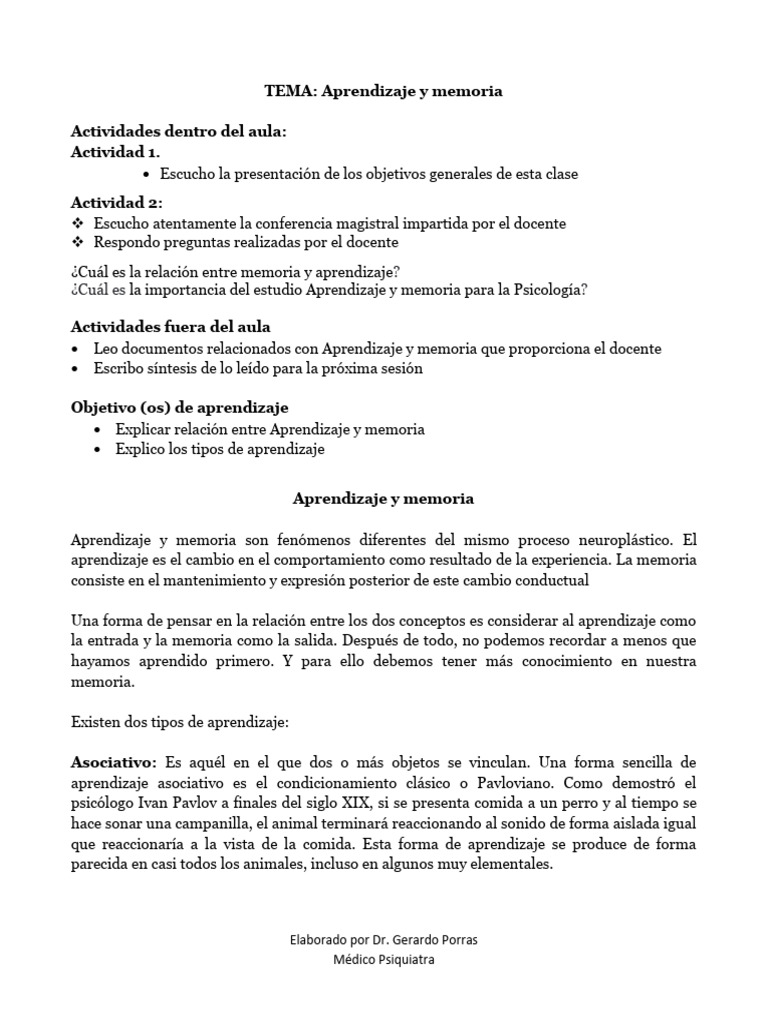 Aprendizaje | Descargar gratis PDF | Memoria | Aprendizaje