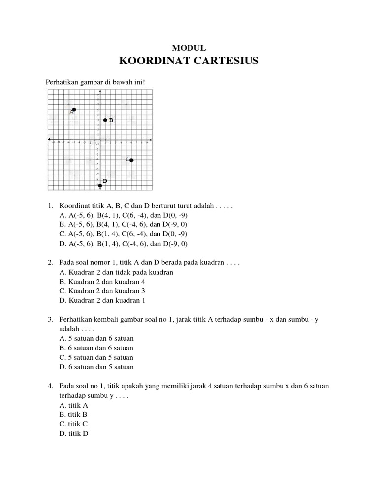 Modul Koordinat Cartesius Kelas 8 | PDF