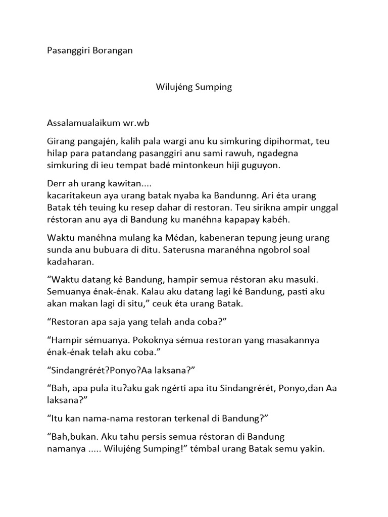 Teks Bobodoran Sunda Abim | PDF | Memasak, Makanan, & Anggur