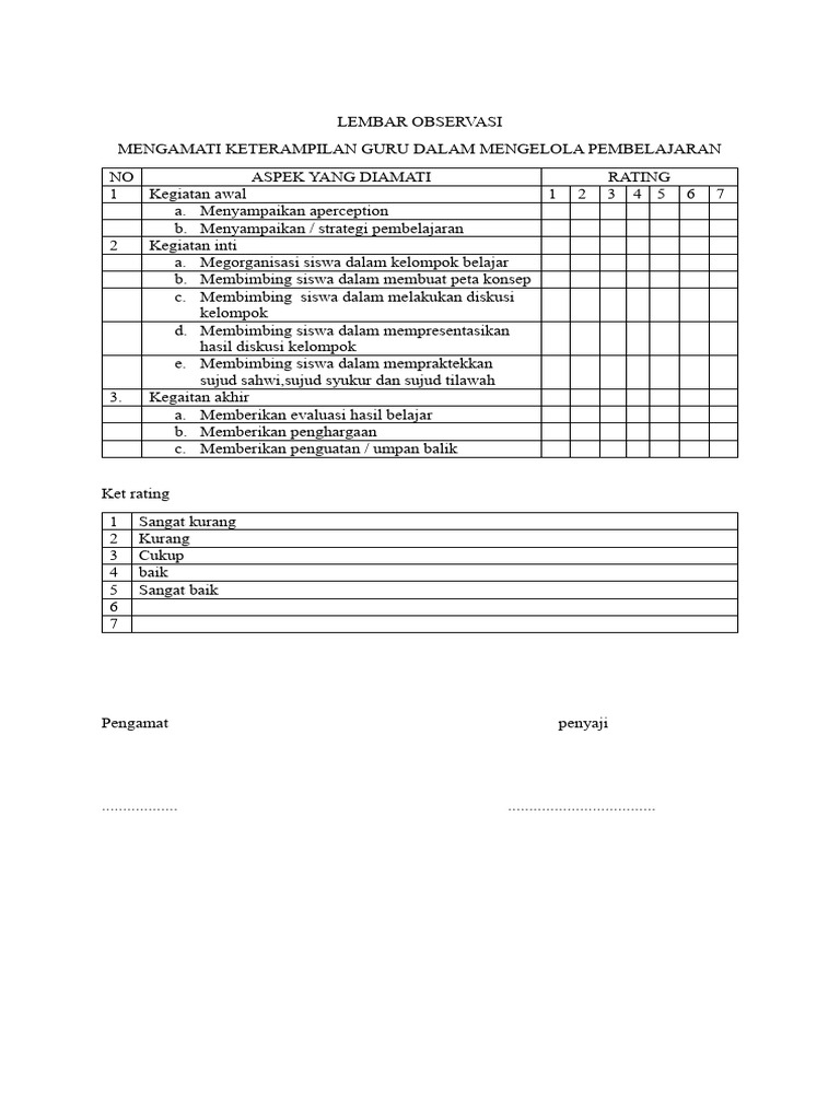 Lembar Observasi | PDF | Karier & Perkembangan
