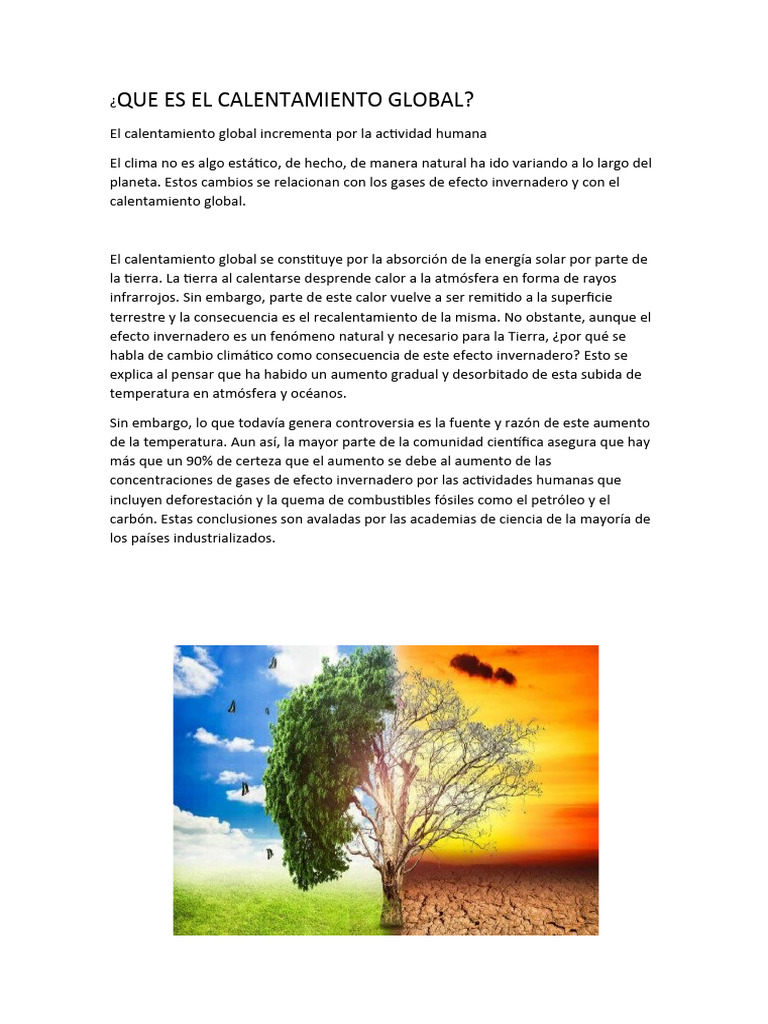 Causas y Efectos del Calentamiento Global | PDF | Gases de efecto ...