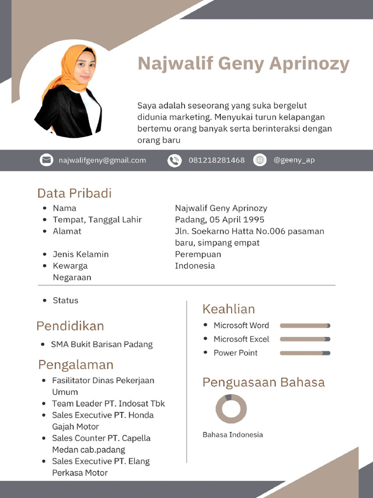 Contoh CV Terbaik 2023 | PDF