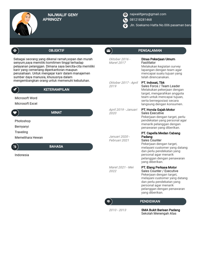 Contoh CV (Curiculum Vitae) | PDF