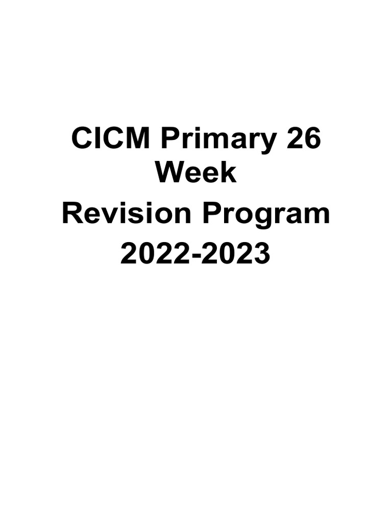 2023.1 CICM Primary Program | PDF | Respiratory System | Heart