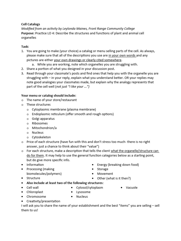 M8 Practice Cell Catalogs | PDF | Foreign Language Studies