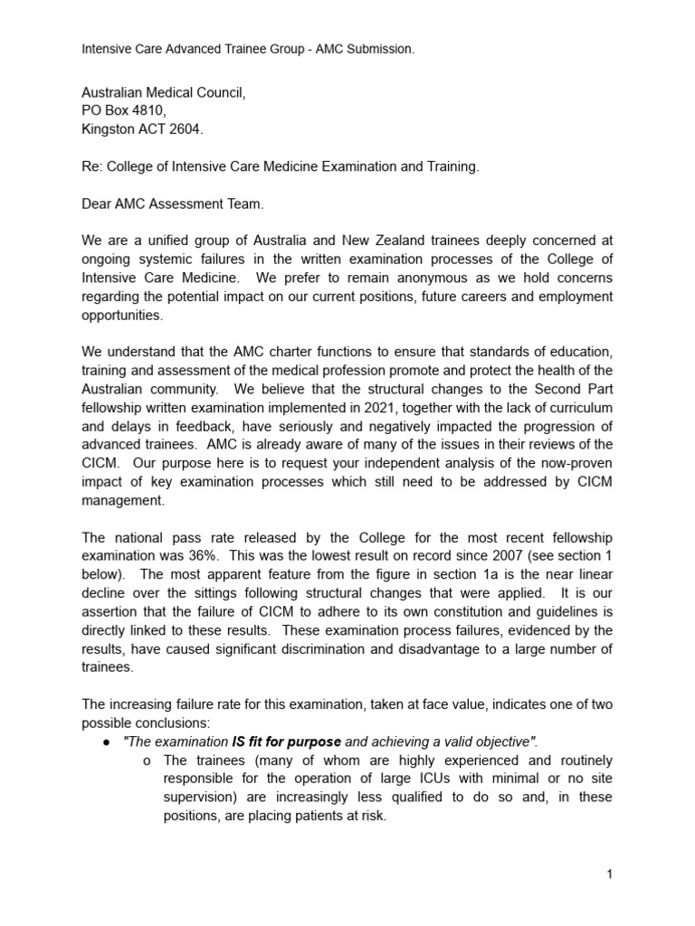 CICM Advance Trainee 2023 - AMC Communication | PDF | Medicine ...