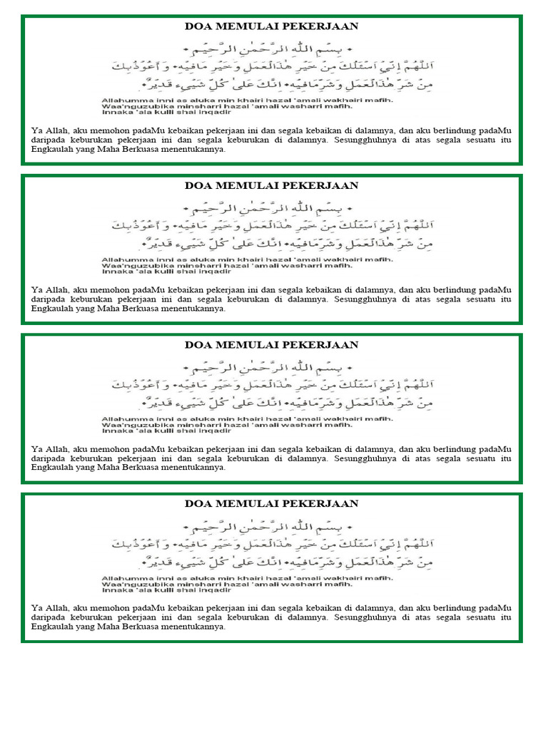 Doa Memulai Pekerjaan | PDF | Karier & Perkembangan