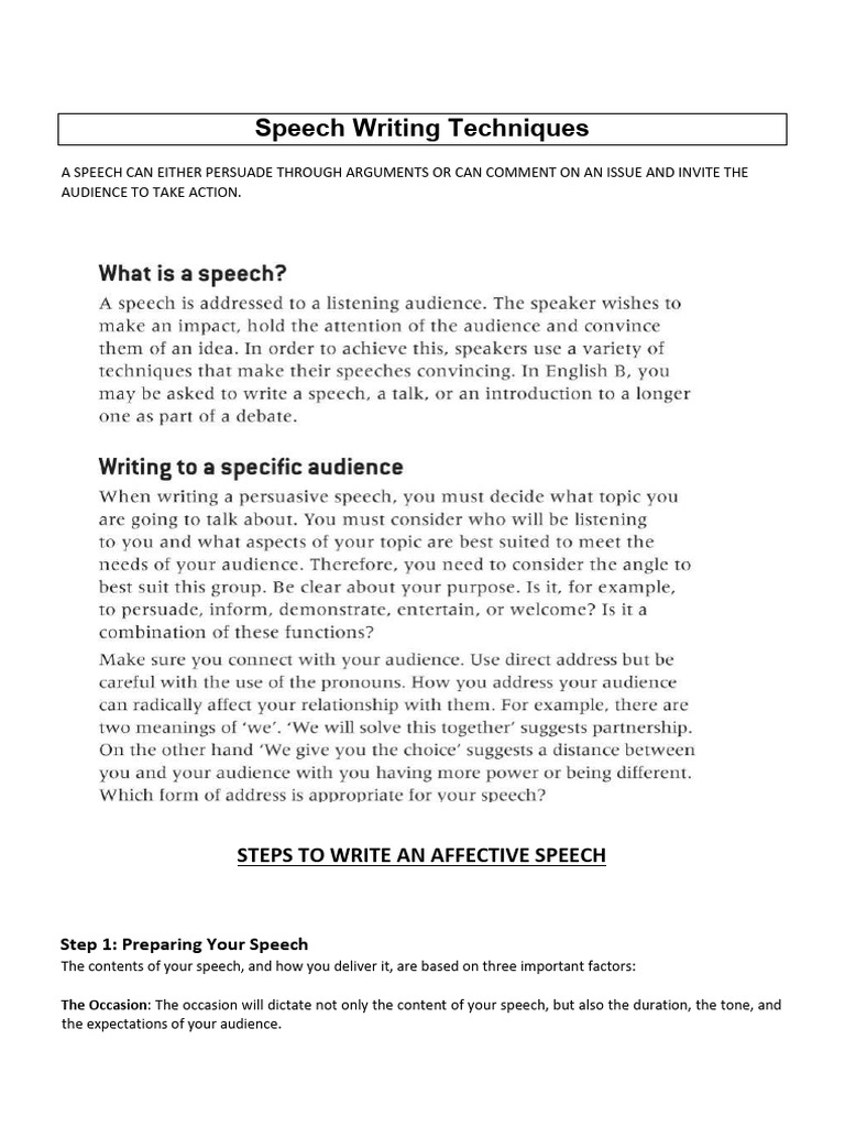 F Speech Writing Techniques | PDF | Gesture | Body Language