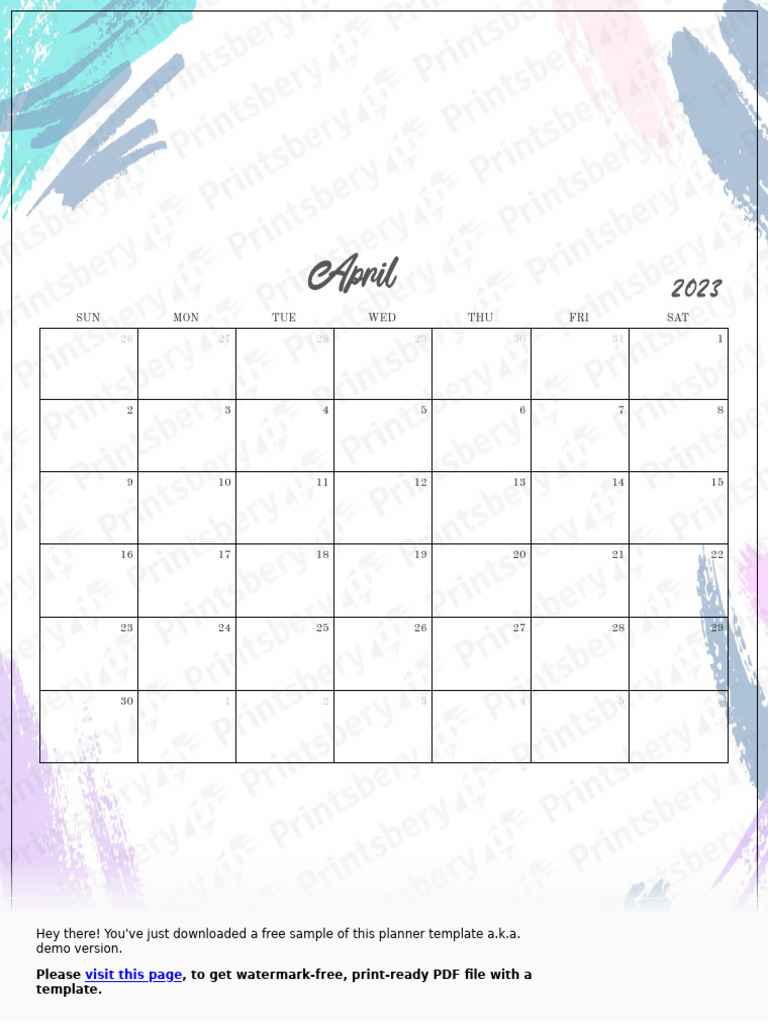 Colored Monthly Calendar-Letter | PDF