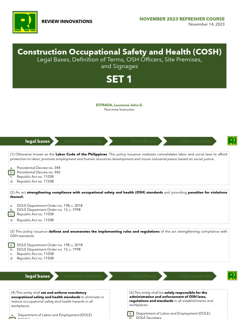 Construction Safety and Health Overview | PDF | Occupational Safety And ...