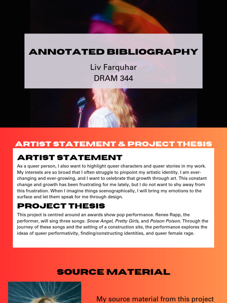 Annotated Bibliography - Renee Rapp Scenography Class | PDF | Theatre | Bisexuality