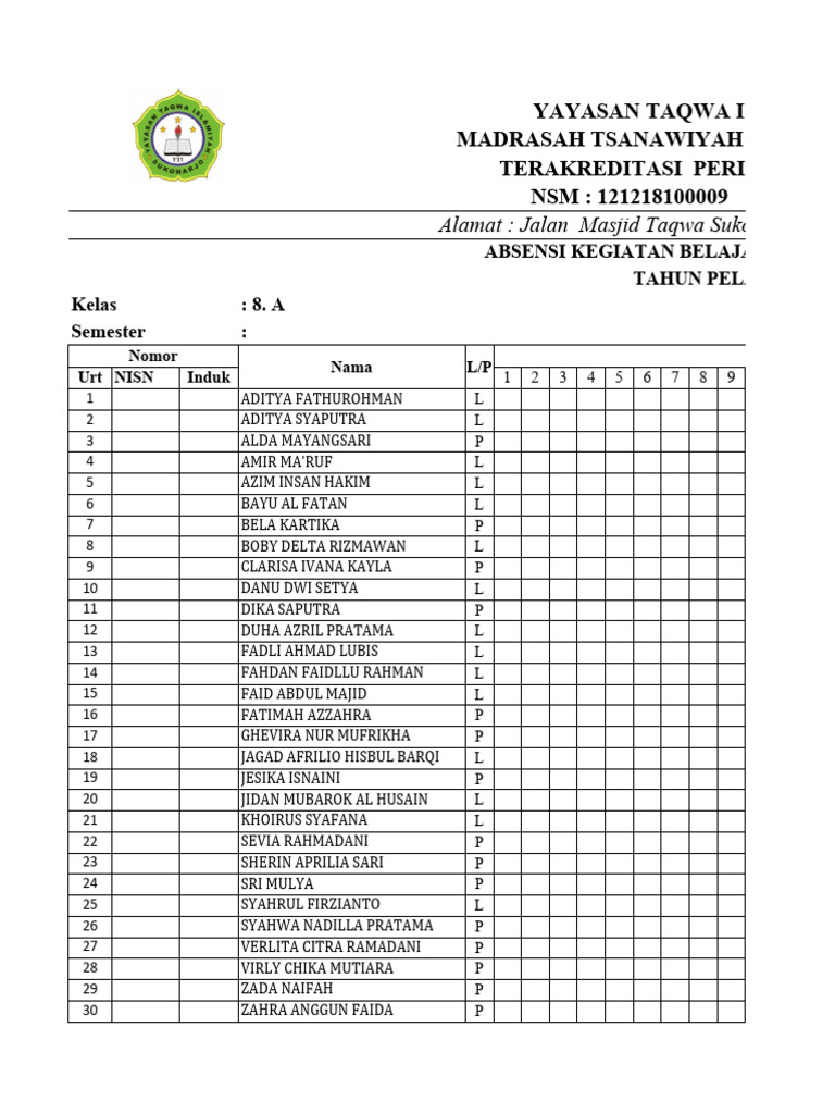 Absen 7,8 9 Oc | PDF