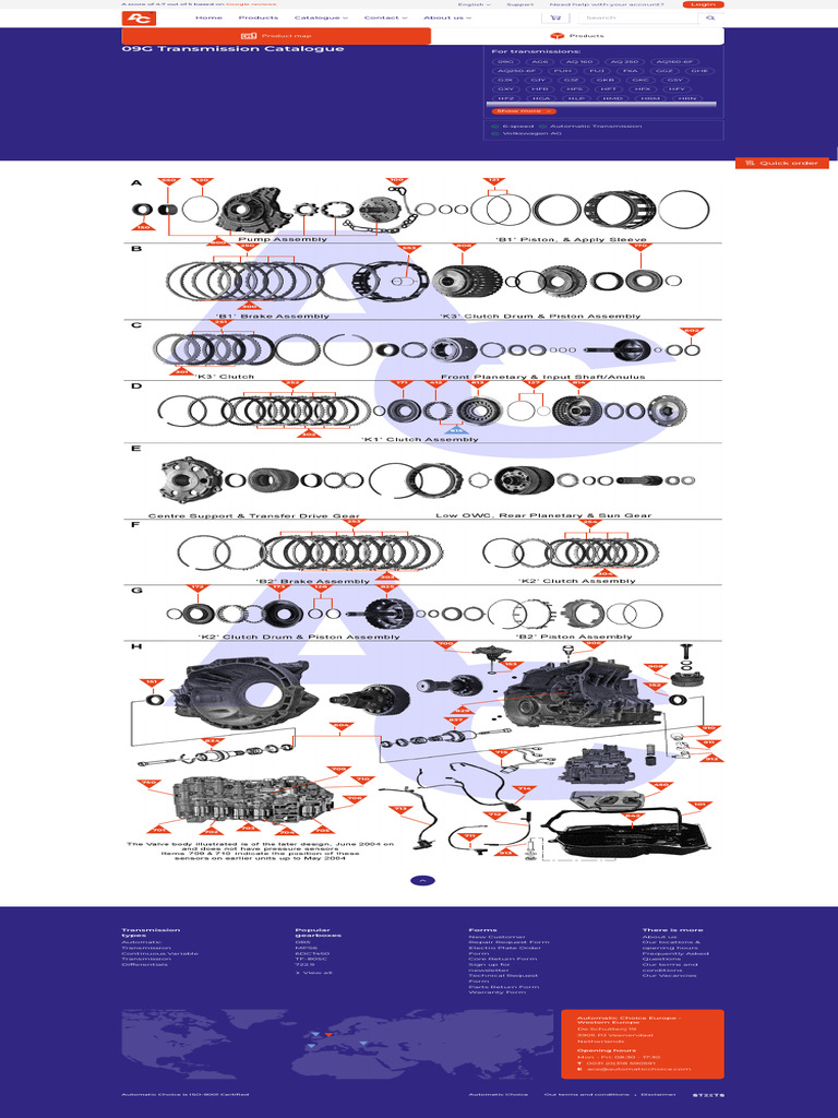 09G Transmission Catalogue - Automatic Choice | PDF | Manufactured ...