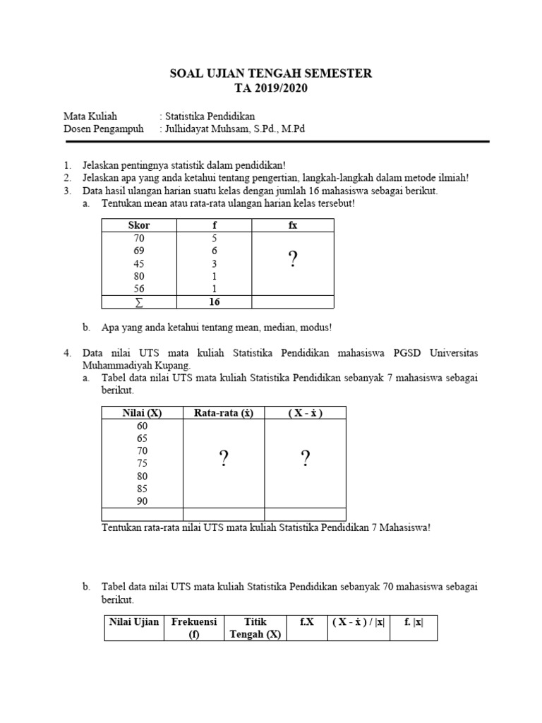 UTS Statistika Pendidikan | PDF | Metode & Bahan Ajar | Komputer