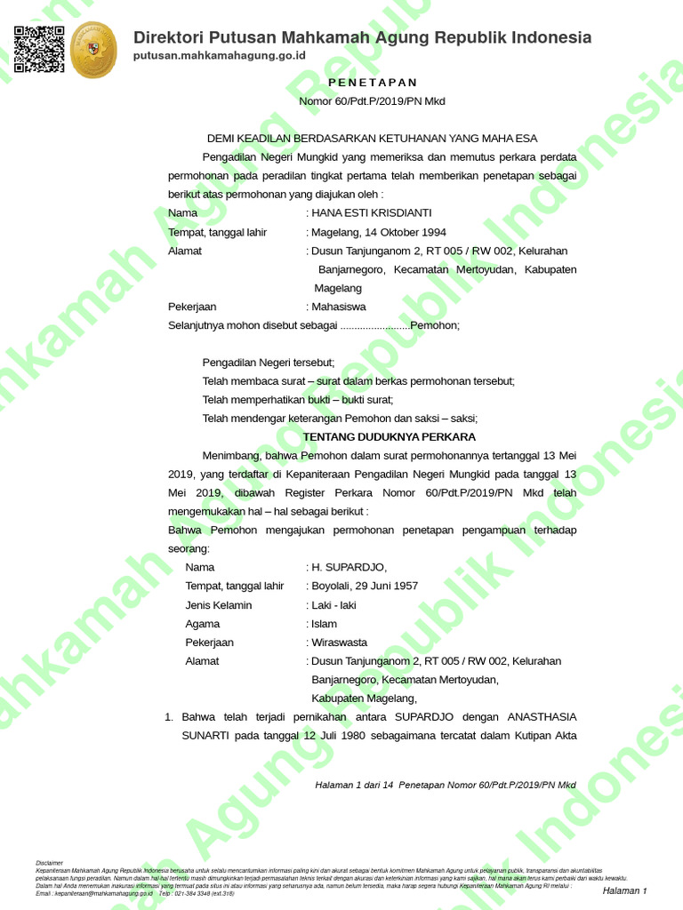 Putusan 60 PDT.P 2019 PN MKD 20221219085449 | PDF
