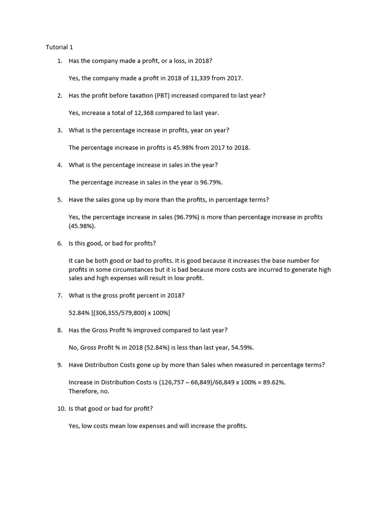 Tutorial 1 Financial Accounting Pdf Book Value Financial Statement