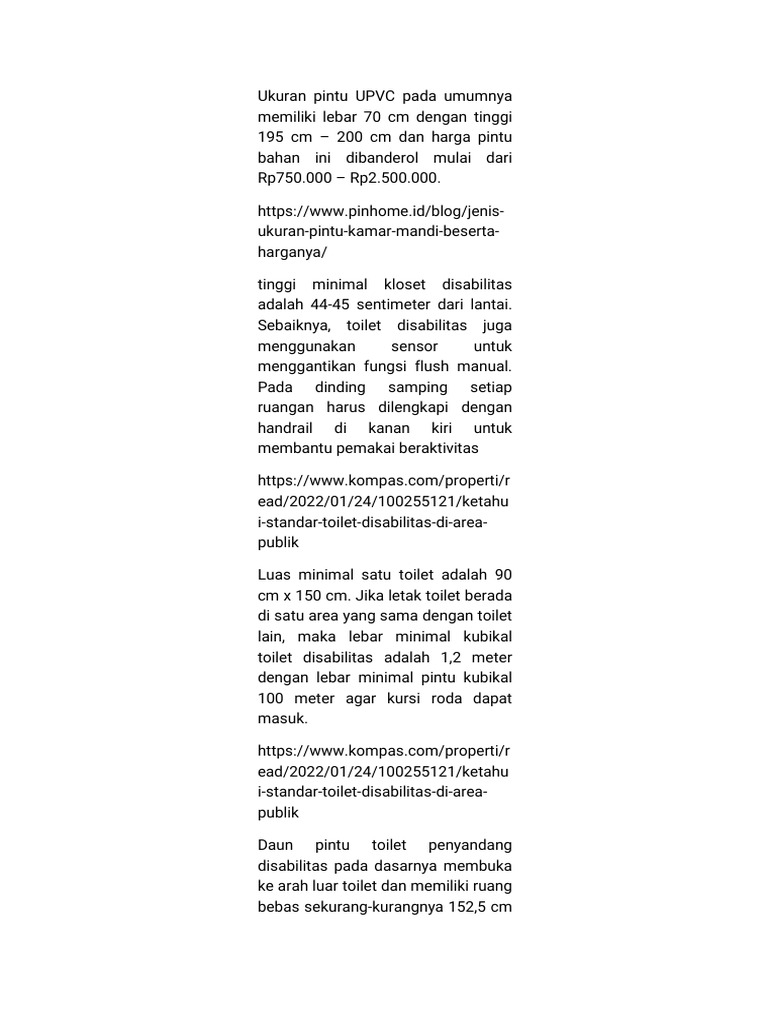 Ukuran dan Standar Pintu Toilet Disabilitas | PDF