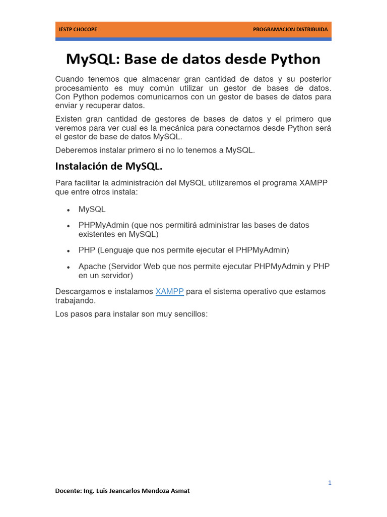 Base De Datos Python Con Mysql Pdf Mi Sql Sql