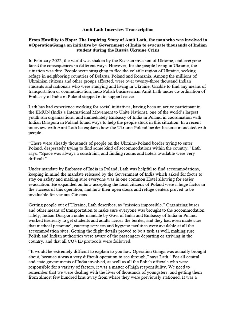 Amit Lath Interview Transcription - Final | PDF | International Relations