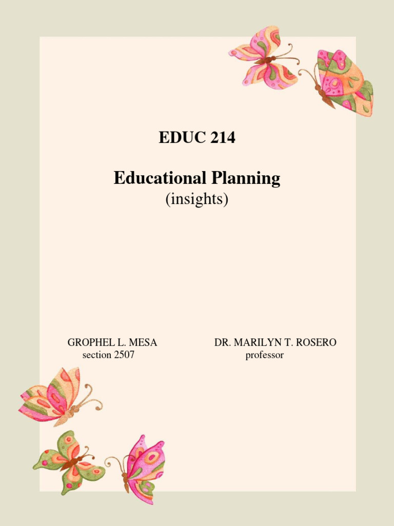 Educational Planning Essentials Guide | PDF | Goal | Needs Assessment