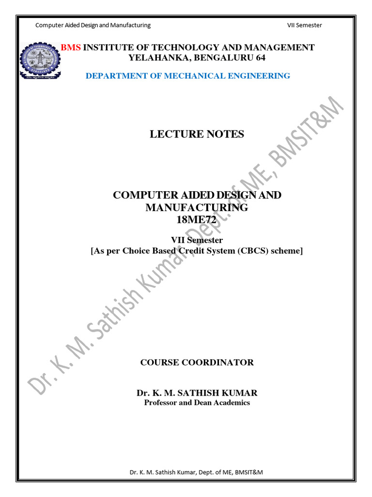 Computer Aided Design & Manufacturing Notes | PDF | Automation ...