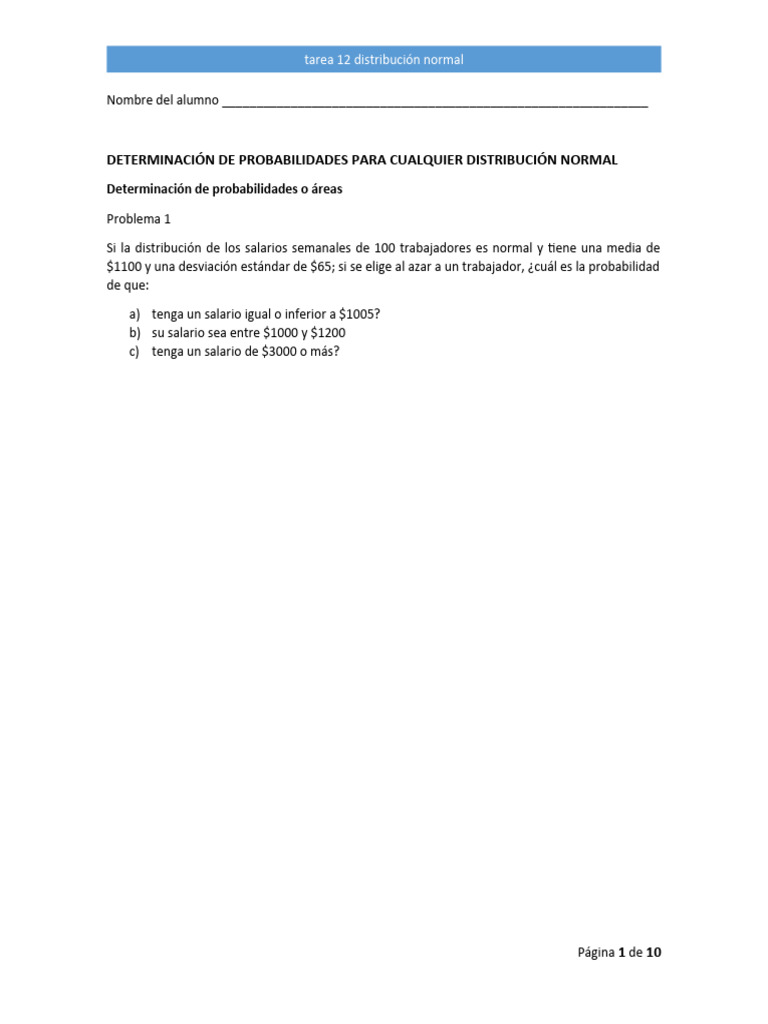 Tarea 12 Distribución Normal | PDF | Desviación Estándar | Distribución normal
