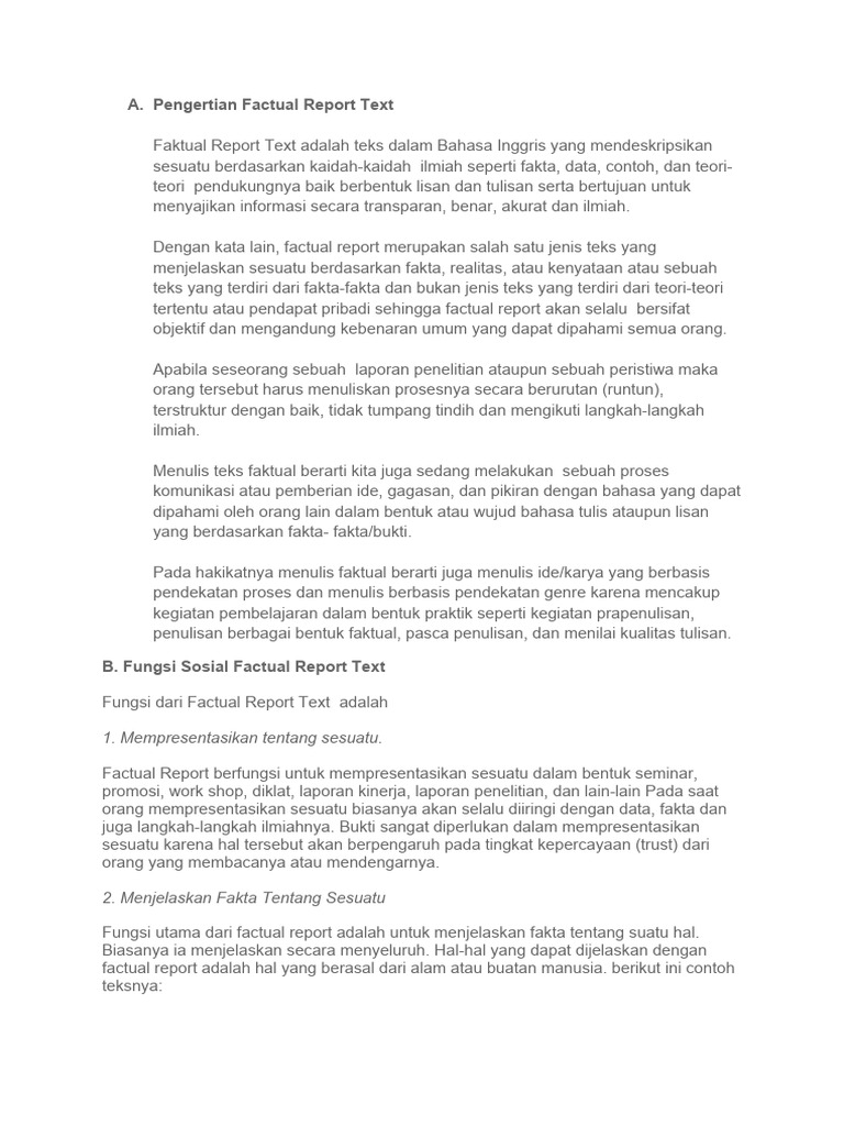 Pengertian Factual Report Text | PDF