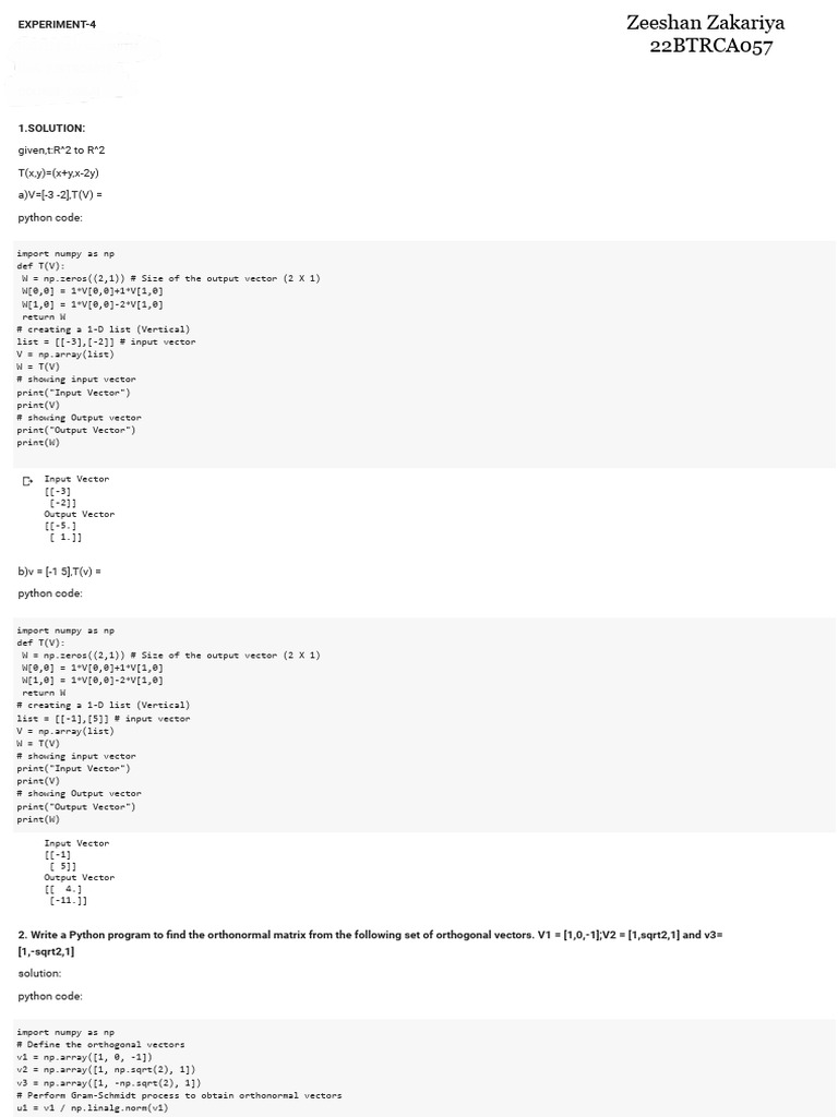PVS Experiment 4 | PDF | Mathematical Relations | Functional Analysis