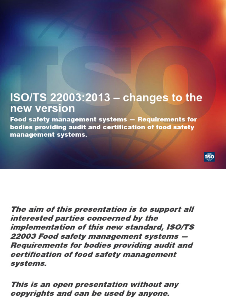 ISO - TS 22003, Food Safety Management Systems - Requirements For ...