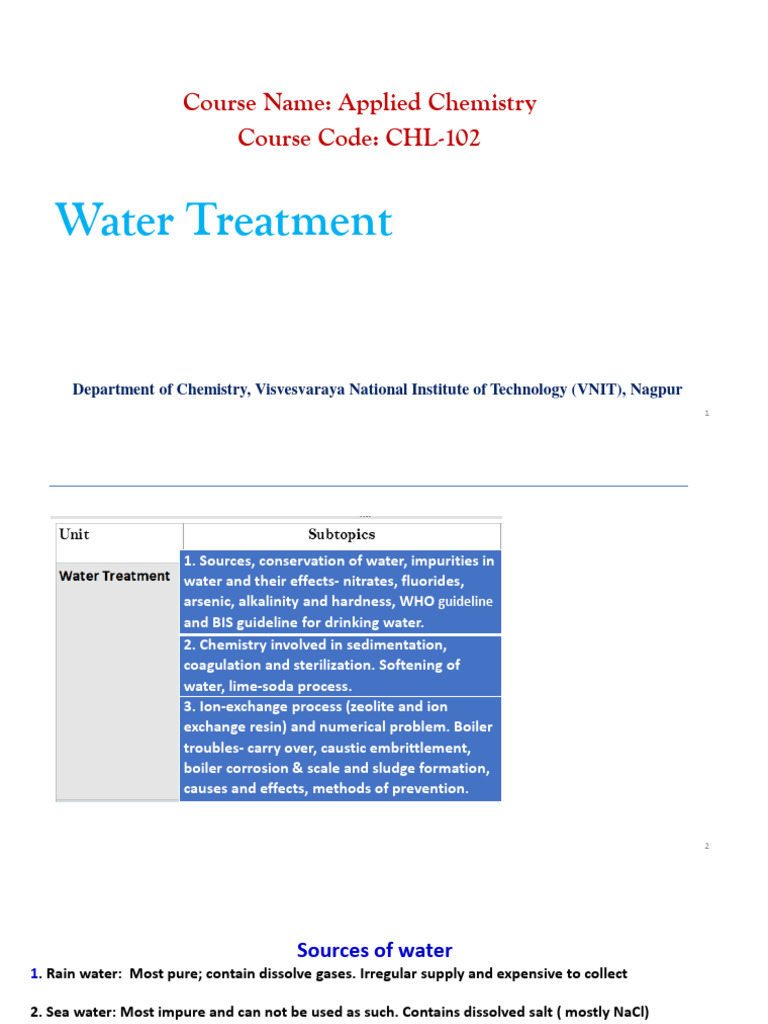 Water Treatment and Quality Standards | PDF | Ion Exchange | Water ...