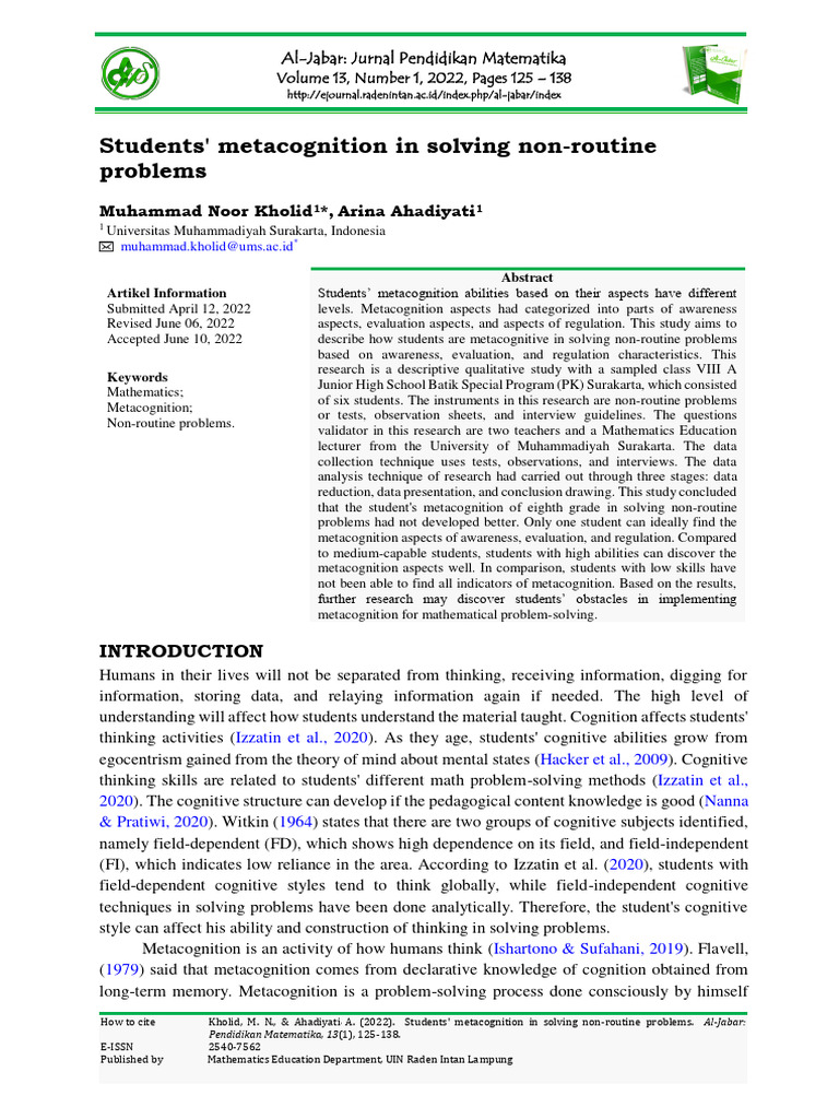 File Matematic Bhs Inggris | PDF | Metacognition | Thought