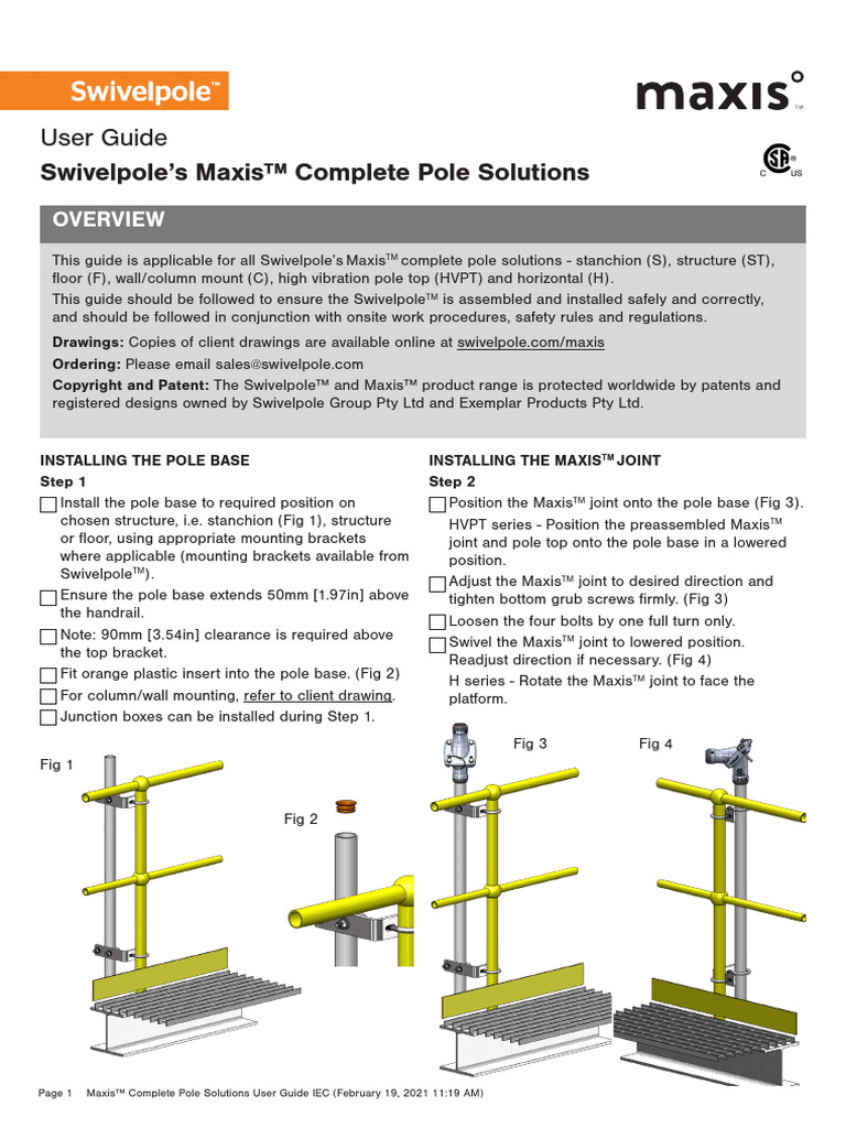 Maxis Complete Pole User Guide Iec | PDF | Screw | Components