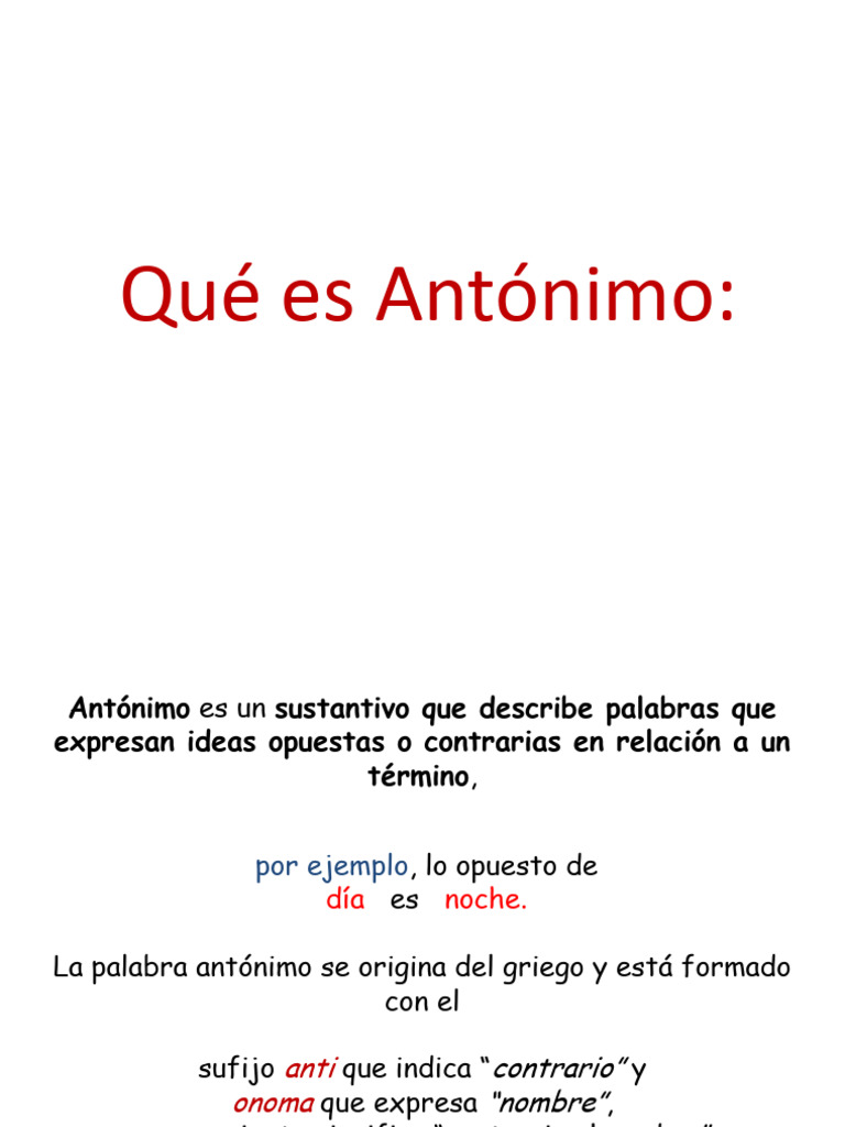 Definición de Antónimo y Tipos | PDF