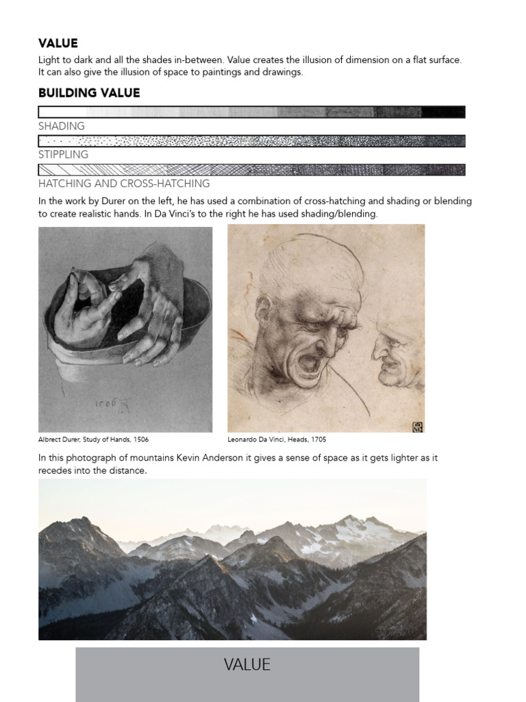 03 - Element of Value Worksheets and Visual Art Mini-Lessons | Download ...