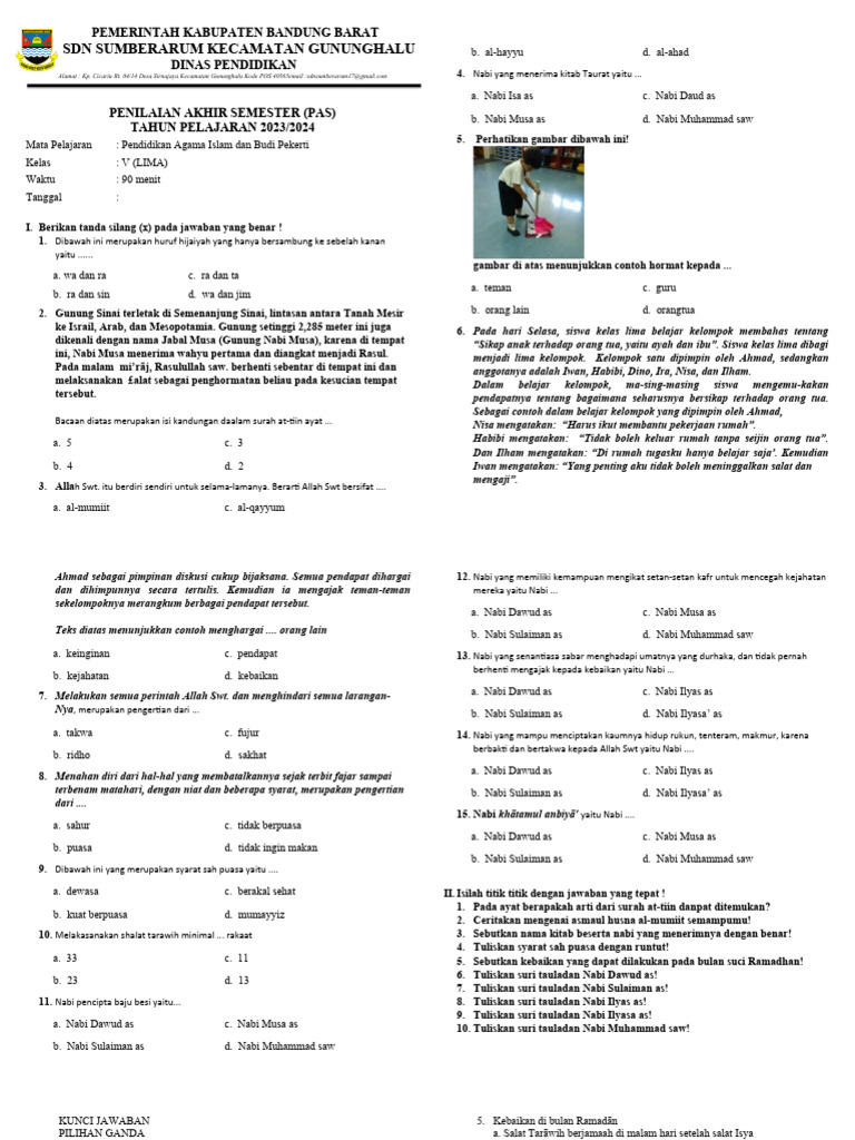 Soal Pas Pai Kelas 5 | PDF