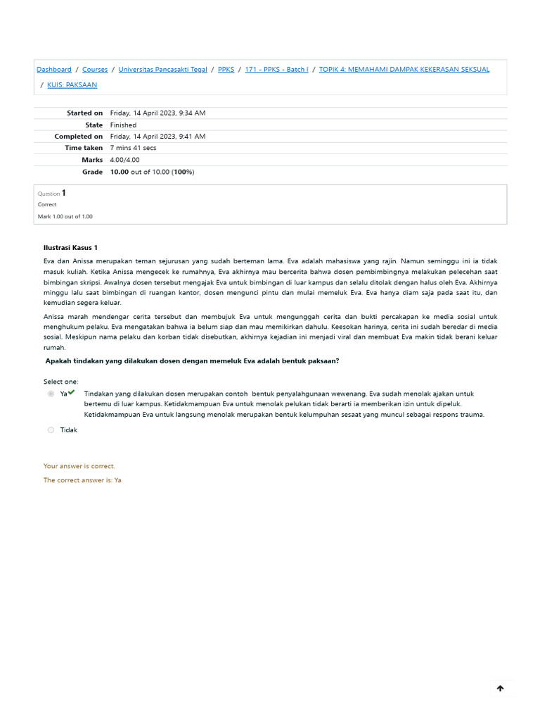 Kuis Topik 4 - Paksaan - Attempt Review | PDF | Pengembangan Diri