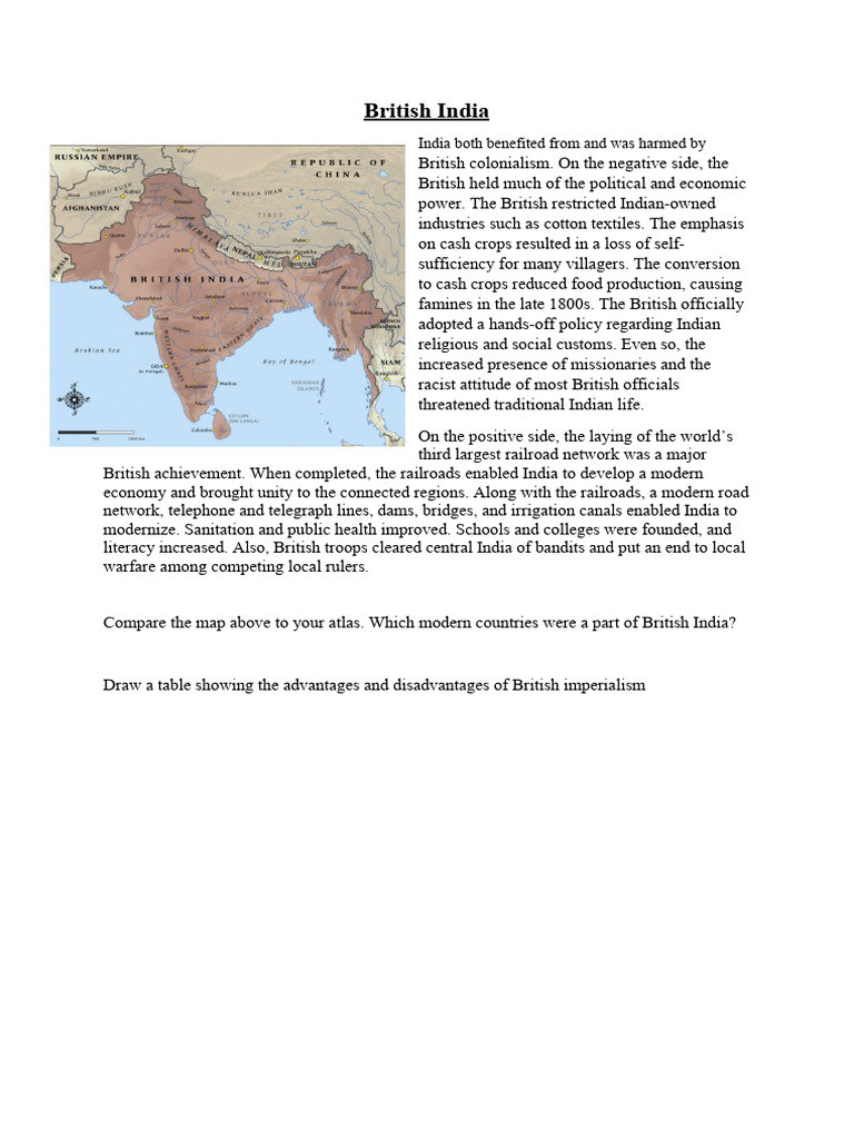 Lesson 2 British Rule Handout | PDF